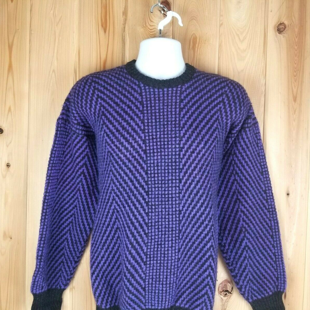 Cooper & Roe Purple & Black 100% Wool Sweater Med - Gem
